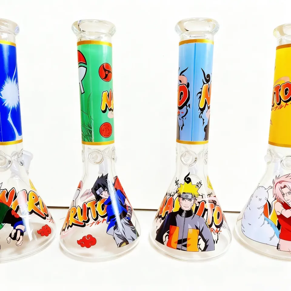 10" Anime-Inspired Ninja Glass Beaker Bongs - Smoke Meg