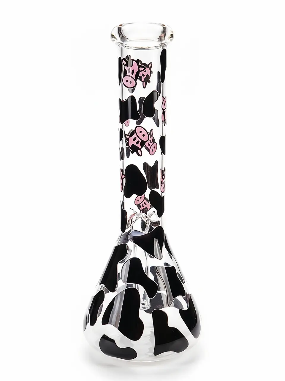 10" Cozy Farm Cow Print Beaker Glass Bong - Smoke Meg