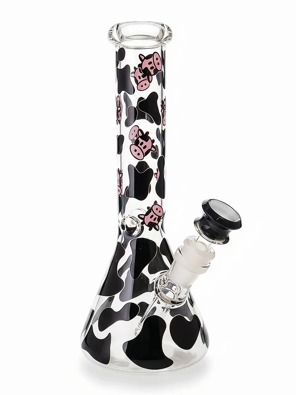 10" Cozy Farm Cow Print Beaker Glass Bong - Smoke Meg