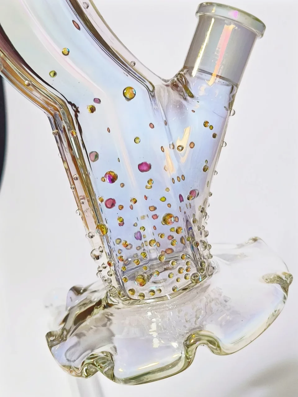 12" Glitter Curve Bong | Mermaid Beads Bling & Iridescent Shine - Smoke Meg