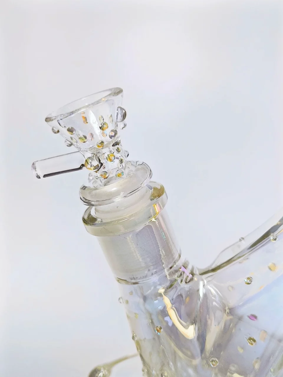 12" Glitter Curve Bong | Mermaid Beads Bling & Iridescent Shine - Smoke Meg