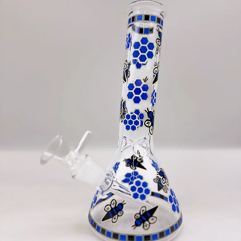 8" Glow-in-the-Dark Honey Bee Beaker Glass Bong - Smoke Meg