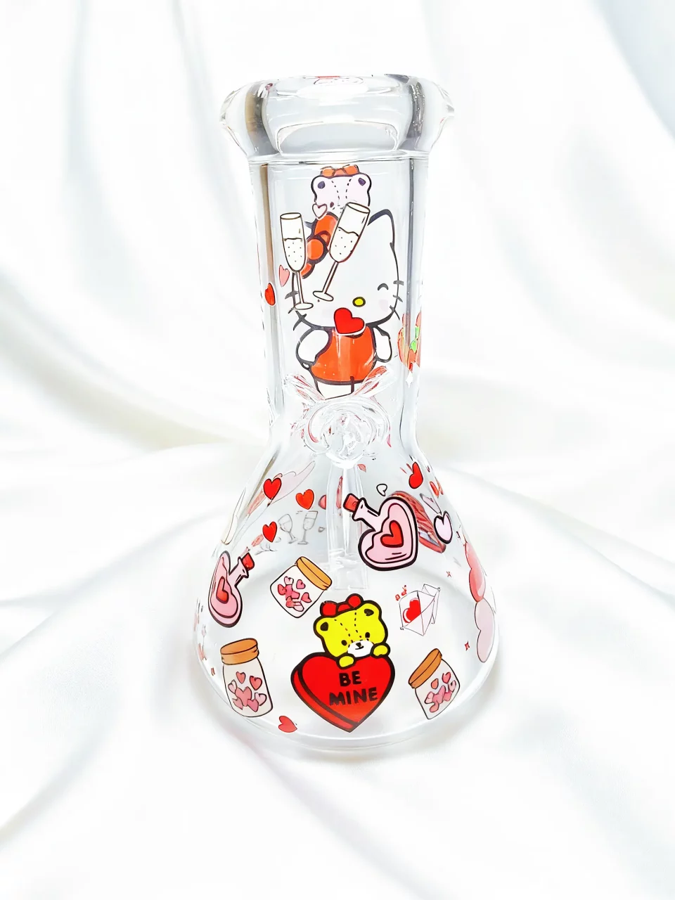 8" 5mm Valentine Hello Kitty Beaker Glass Bong - Smoke Meg