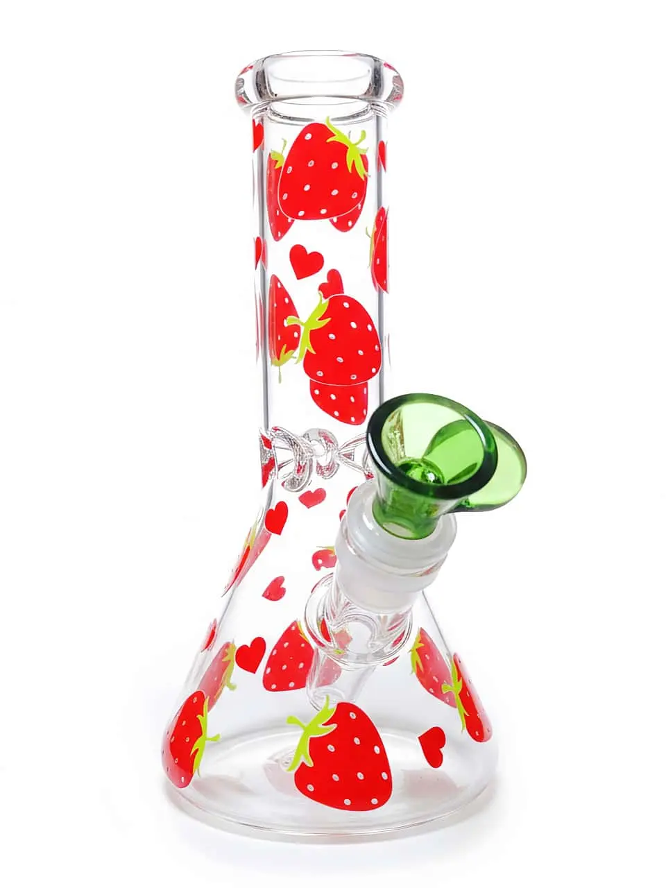 8" Bright Red Strawberry Mini Beaker Glass Bong - Smoke Meg