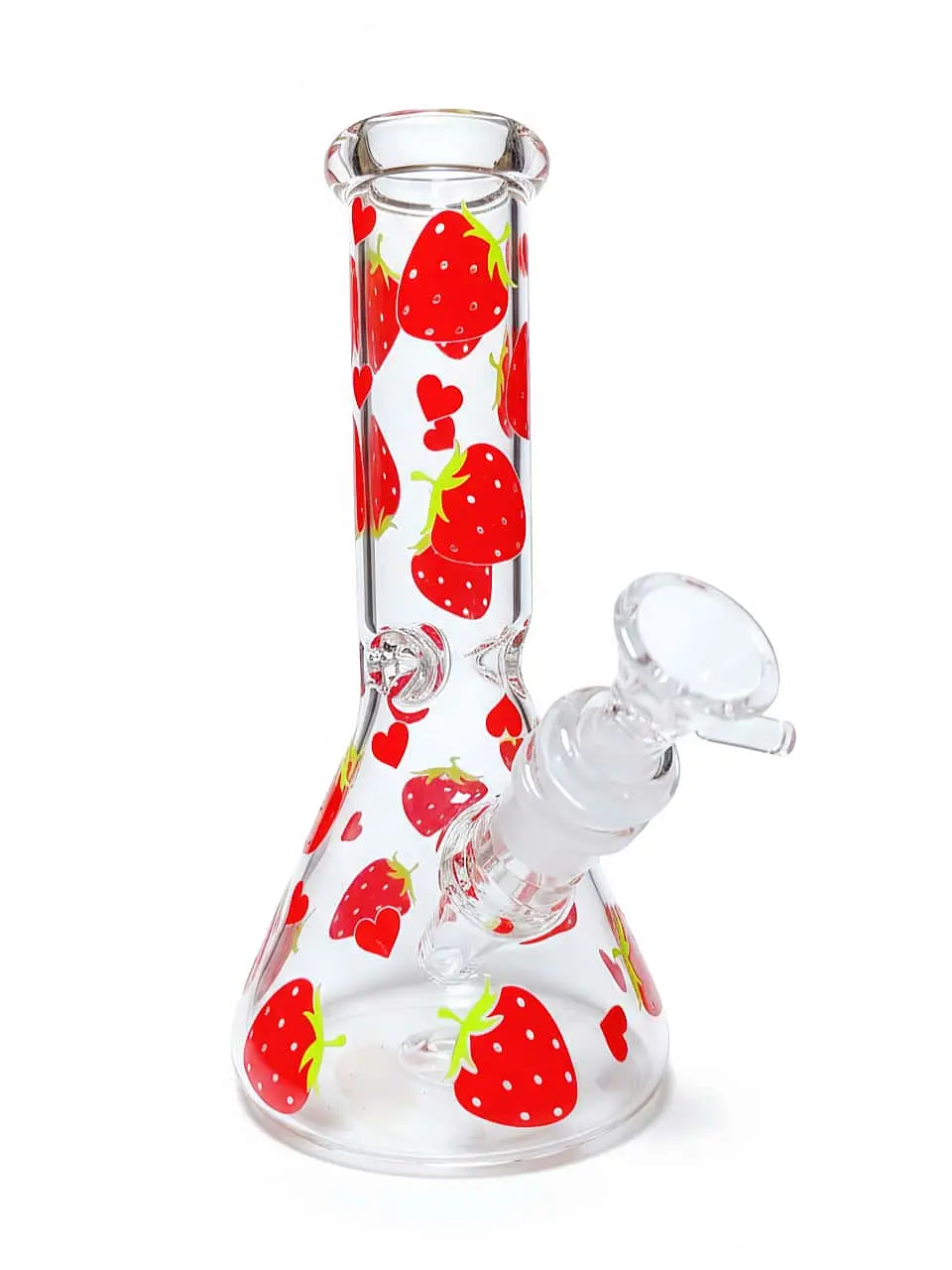 8" Bright Red Strawberry Mini Beaker Glass Bong - Smoke Meg