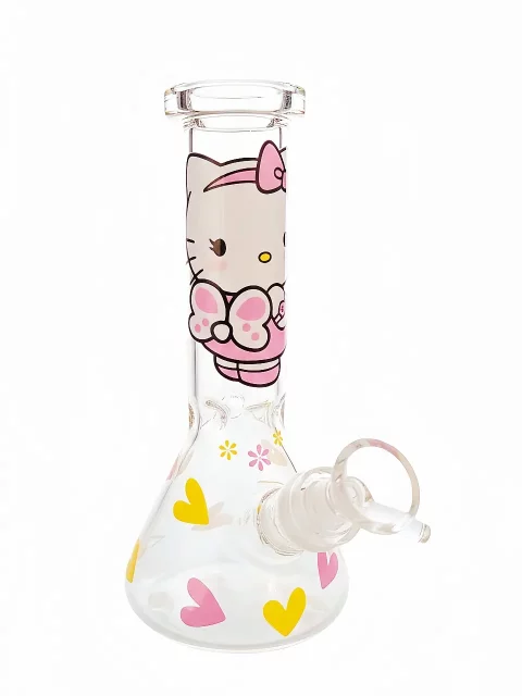 8" Hello Kitty Cherry Blossom Beaker Glass Bong - Smoke Meg