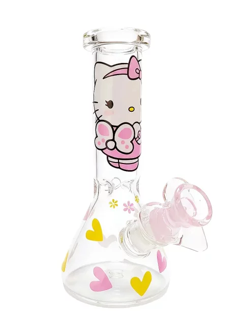 8" Hello Kitty Cherry Blossom Beaker Glass Bong - Smoke Meg