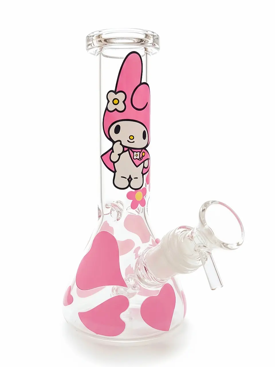 8" My Melody Pink Heart Beaker Glass Bong - Smoke Meg