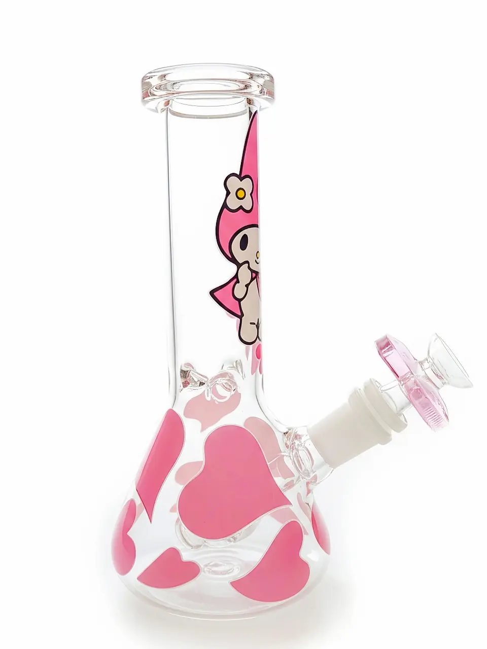 8" My Melody Pink Heart Beaker Glass Bong - Smoke Meg