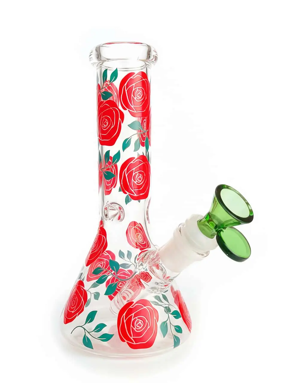 8" Rose Vintage Garden Beaker Glass Bong - Smoke Meg