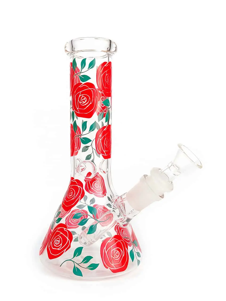 8" Rose Vintage Garden Beaker Glass Bong - Smoke Meg