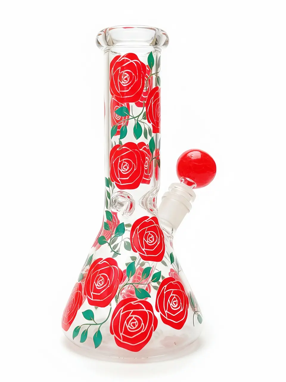 8" Rose Vintage Garden Beaker Glass Bong - Smoke Meg