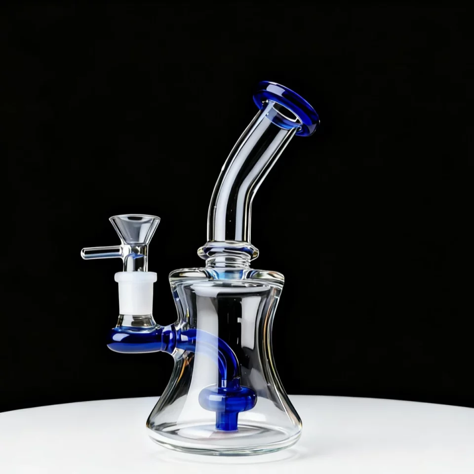 7" Cobalt Blue Mini Glass Dab Rig - Smoke Meg