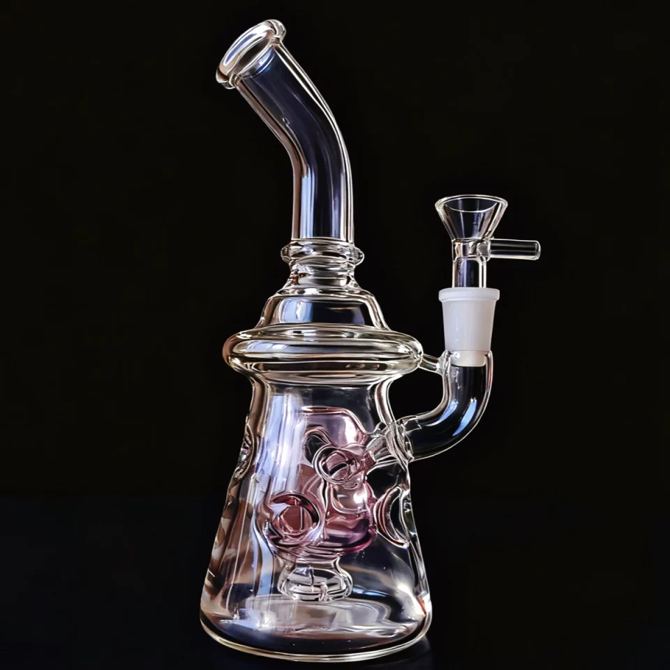 8" Pink Glass Bong with Disc & Swiss Perc - Smoke Meg