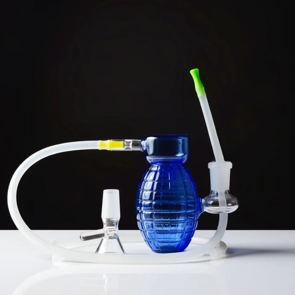 Tactical Grenade Mini Bubbler | Green & Blue - Smoke Meg