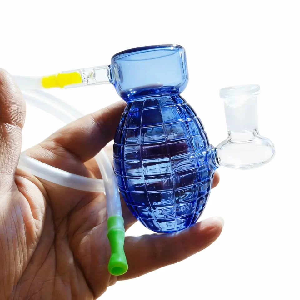 Tactical Grenade Mini Bubbler | Green & Blue - Smoke Meg