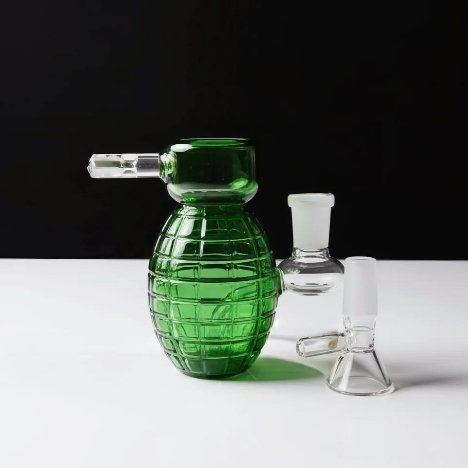 Tactical Grenade Mini Bubbler | Green & Blue - Smoke Meg